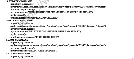 Cbse Class 12 Computer Science Interface Python With An Sql Database Notes